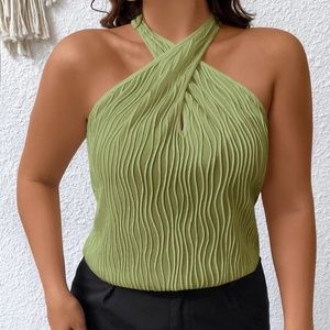 Tops | Plus Textured Minimalist Halter Top | Poshmark